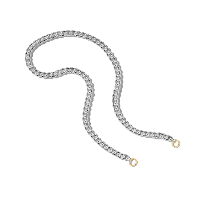 Marla Aaron Silver Rolling Curb Chain with Yellow Gold Loops
